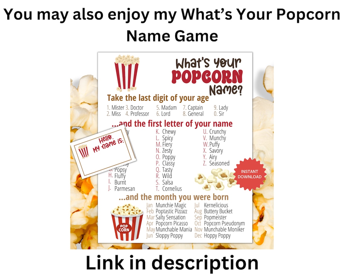Popcorn Jokes for Kids, Printable Popcorn Pun Game, Popcorn Baby Shower ...