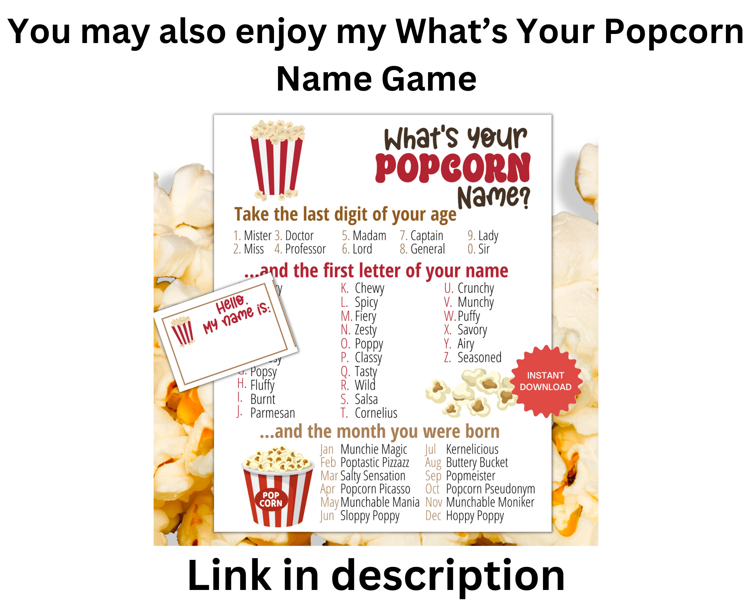 Popcorn Jokes for Kids, Printable Popcorn Pun Game, Popcorn Baby Shower ...
