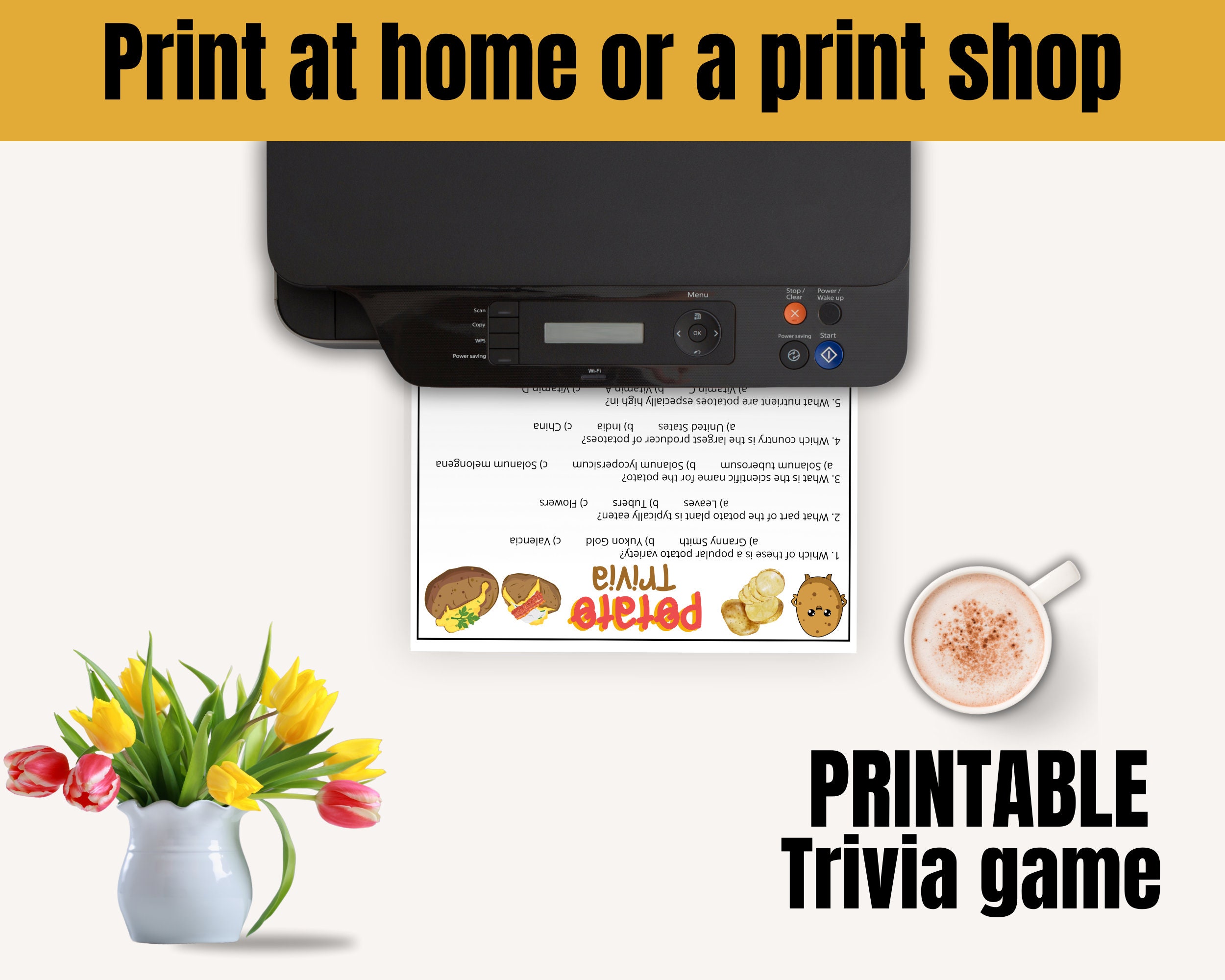 Potato Trivia Game,printable Potato Bar Game for Kids & Adults ...