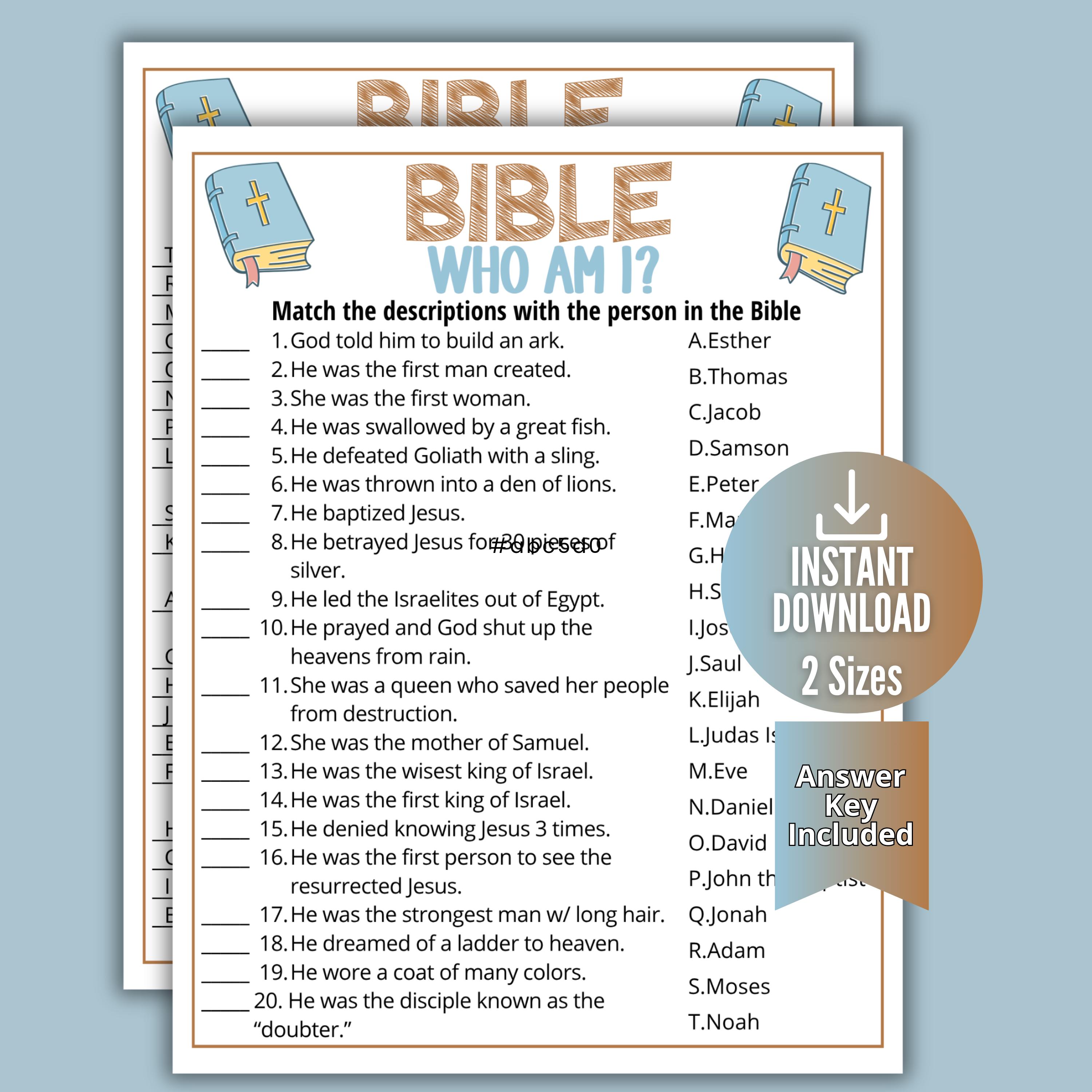 Bible Who Am I Games, Bible Trivia for Kids, Teens Adults, Sunday ...