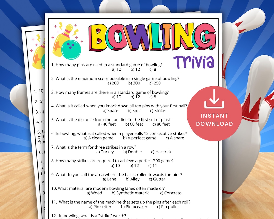 Bowling Trivia Game, Sports Team Trivia, Office Party Activity, Bowling ...