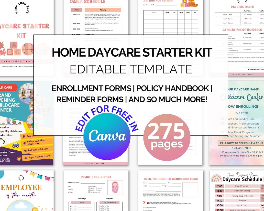 Daycare Starter Kit, Daycare Forms, Daycare Contract, Childcare Forms ...