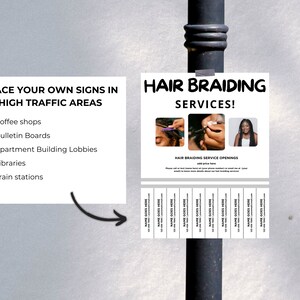 Editable Hair Braiding Marketing Flyer, Hair Beading Tear off Flyer ...