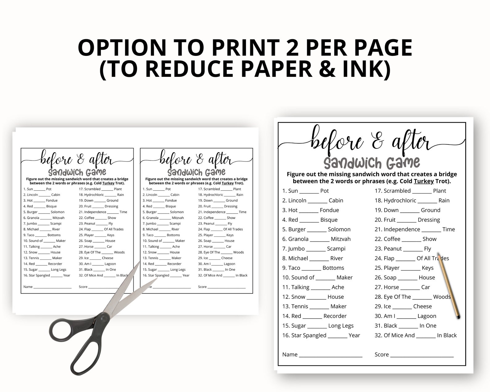 Before and After Sandwich Game,fill in the Blank Word Quiz,printable ...