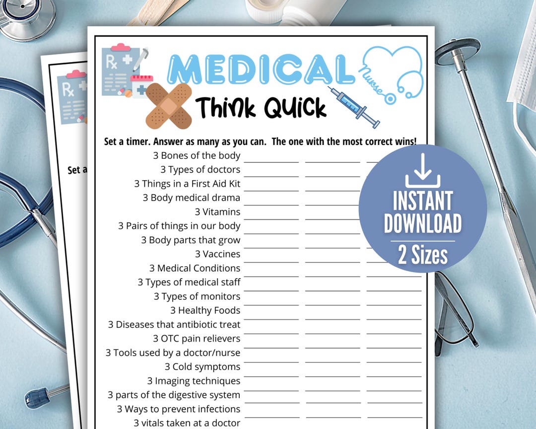 Medical Think Quick Trivia Game,doctor Nurse Appreciation Week,medical ...