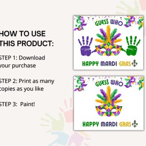 Mardi Gras Handprint Art, - 4 Pack Bundle Mardi Gras Activity ...