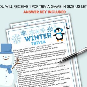 Winter Trivia Game, Winter Solstice Holiday Game, Winter Party Game ...