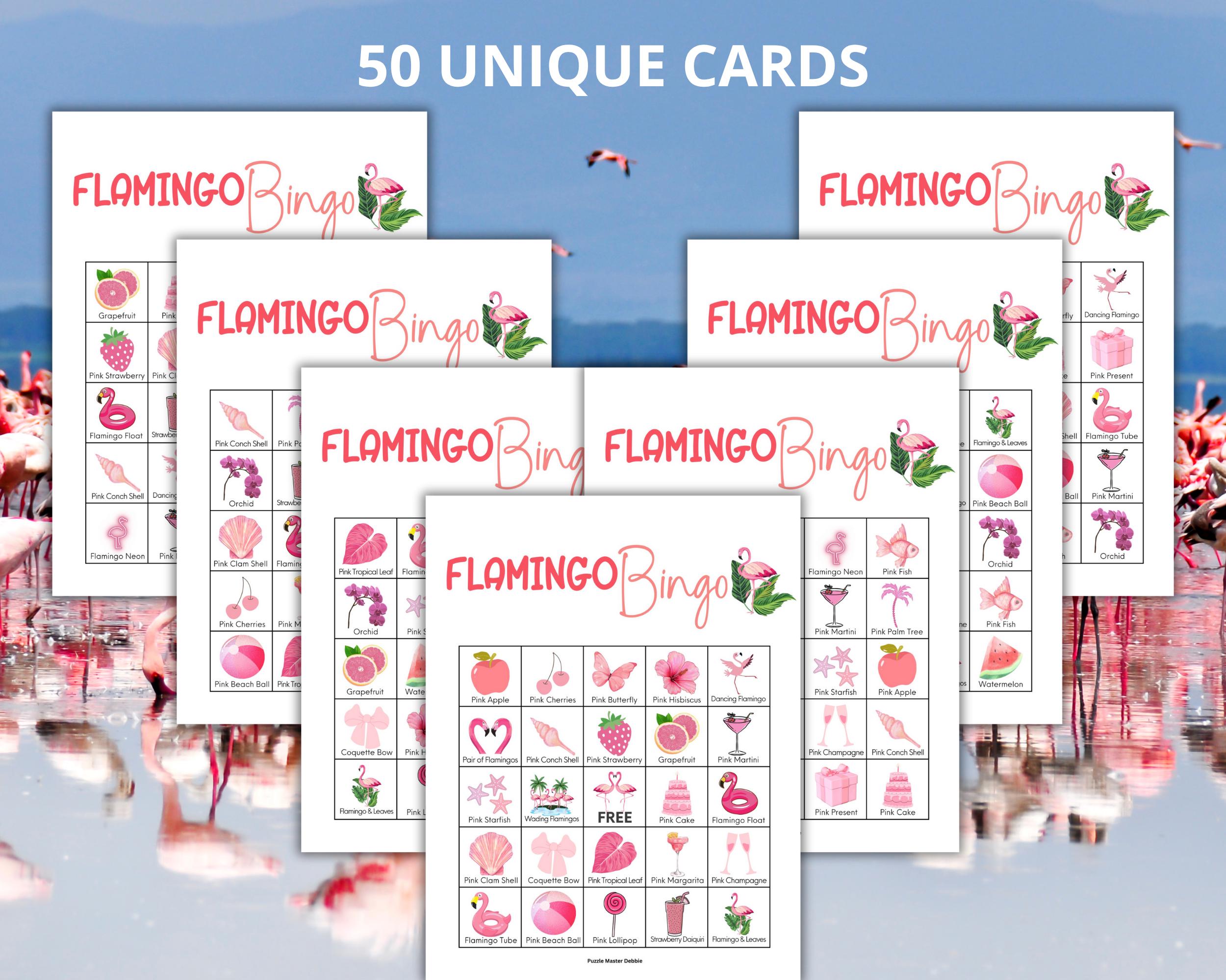Flamingo Bingo Game, Pink Flamingo Birthday Party Game, Flamingo Baby ...