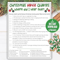 Christmas Movie Quote Trivia Game: Printable Holiday Activity (digital ...
