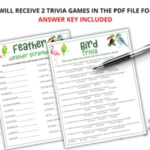 Bird Trivia Game and Word Scramble, Spring Season Quiz, Bird Watching ...