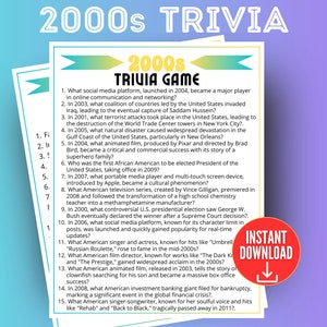 2000s Decade Trivia Game, Trivia Questions, 2000s Trivia Quiz, 2000s ...