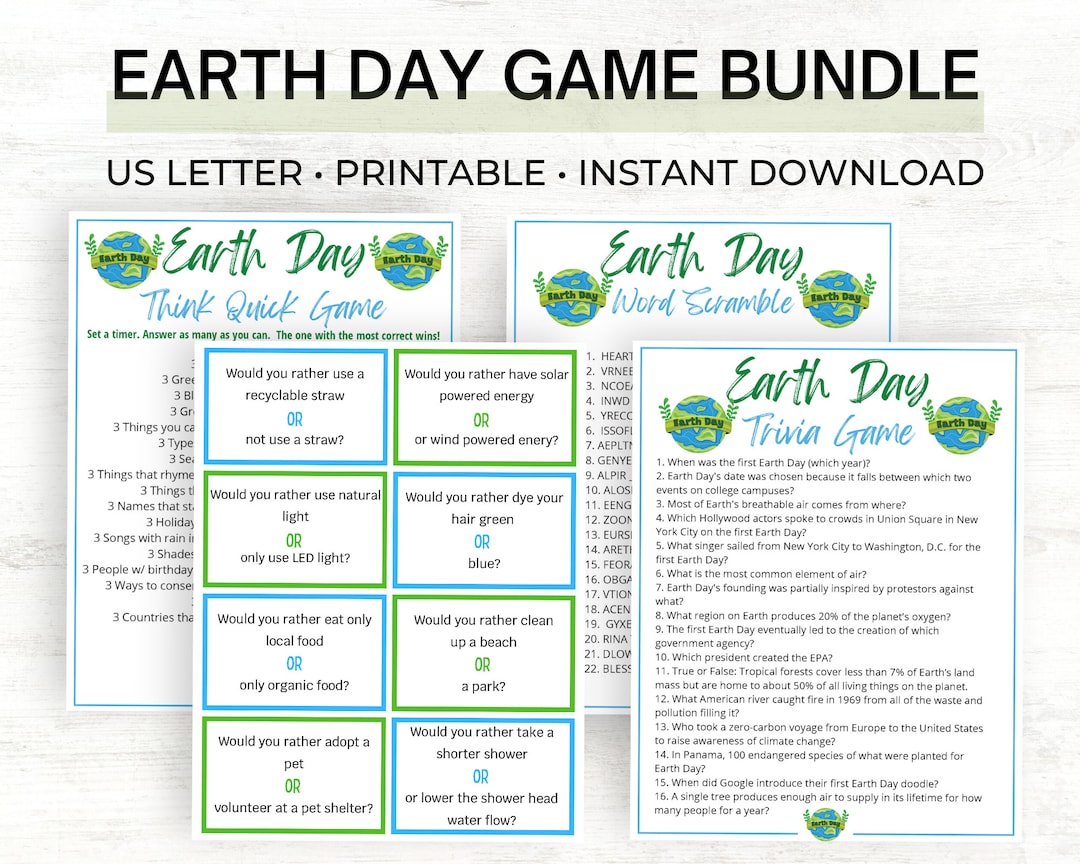 Earth Day Game Bundle, Earth Day Trivia Game, Earth Day Games ...