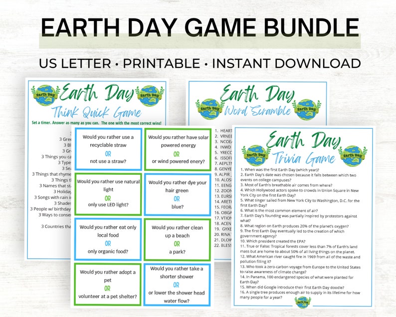 Earth Day Game Bundle, Earth Day Trivia Game, Earth Day Games ...
