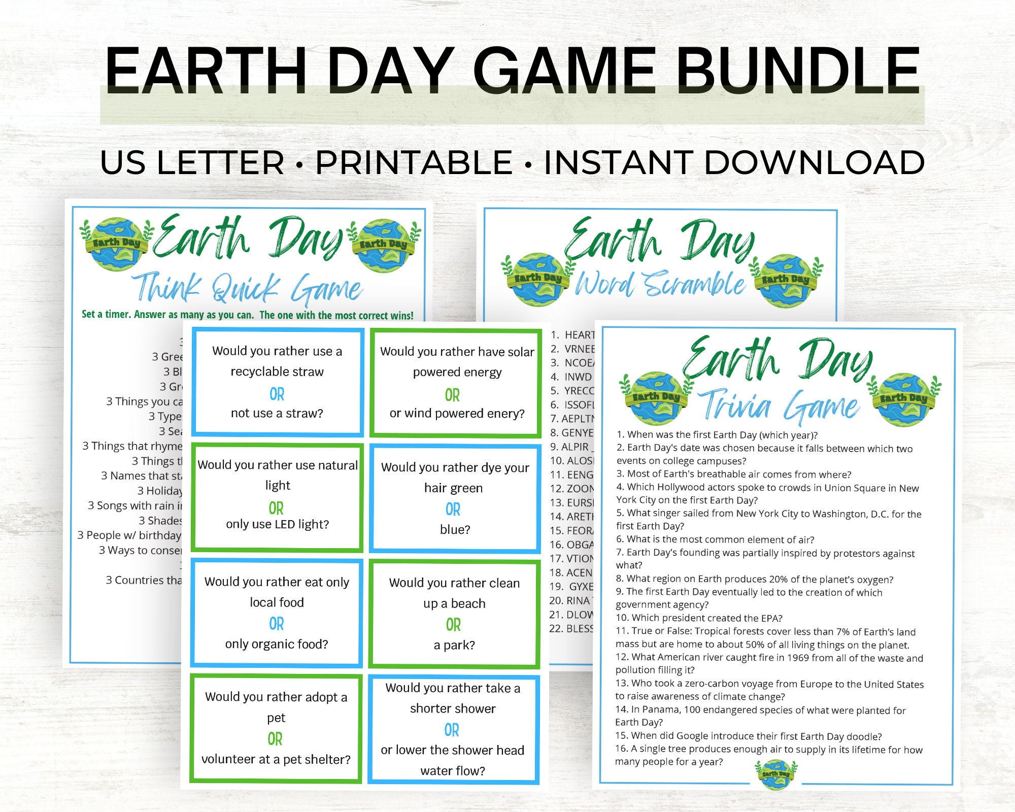 Earth Day Game Bundle, Earth Day Trivia Game, Earth Day Games ...