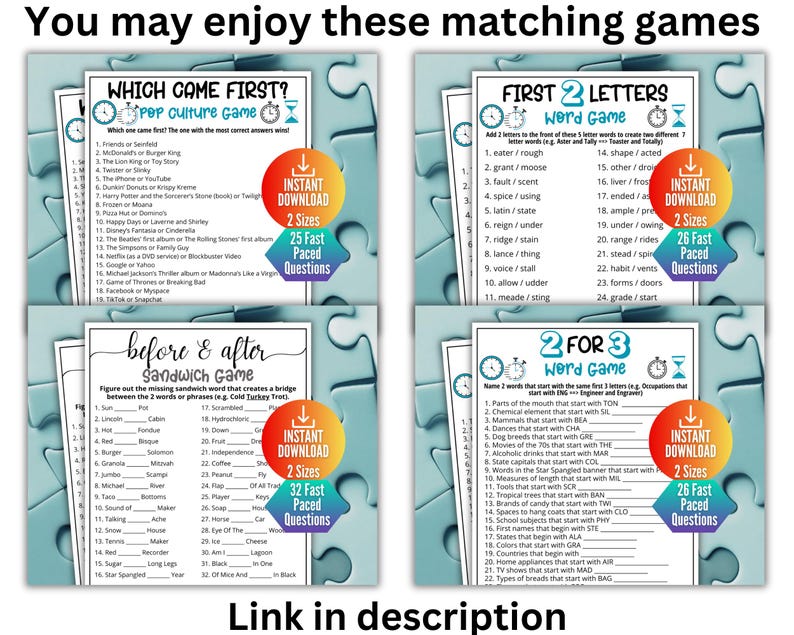 Before and After Sandwich Game,fill in the Blank Word Quiz,printable ...