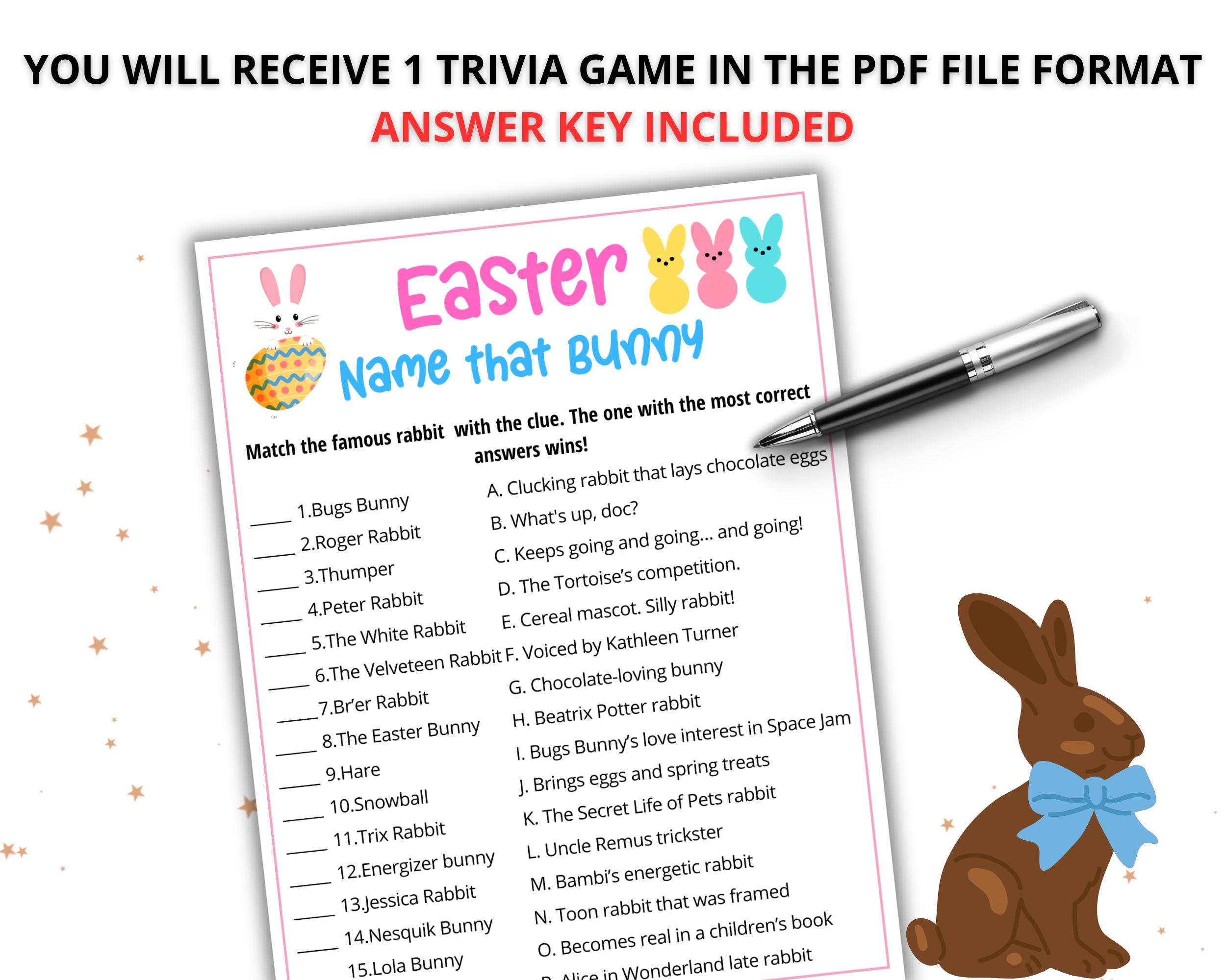 Easter Name That Bunny Trivia Game,easter Celebration Games,famous ...