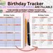 Editable Birthday Tracker, Printable Birthday List,birthday Chart ...