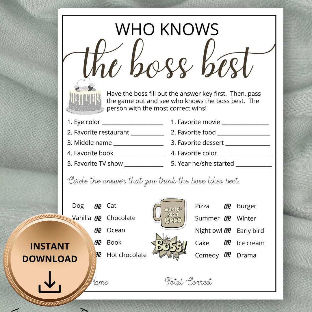 Who Knows the Boss Best Game, Office Party Activity,office Quiz ...