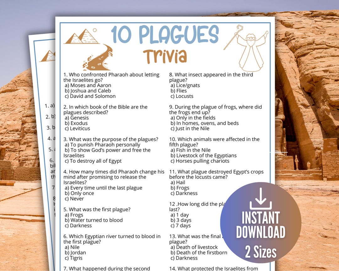 10 Plagues Trivia Game for Kids, Moses Sunday School Bible Games,old ...