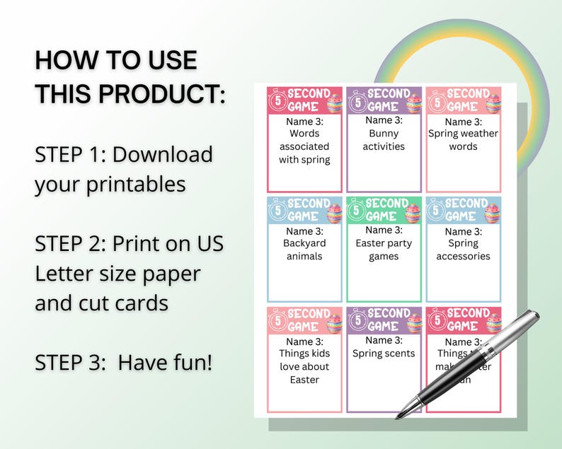 Easter 5 Second Game, Spring Activity for Kids Teens and Adults, Spring ...