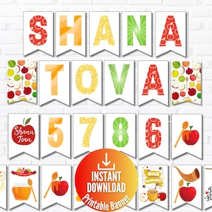 Shana Tova Banner Sign,printable Rosh Hashanah Poster,diy 5786 New Year ...