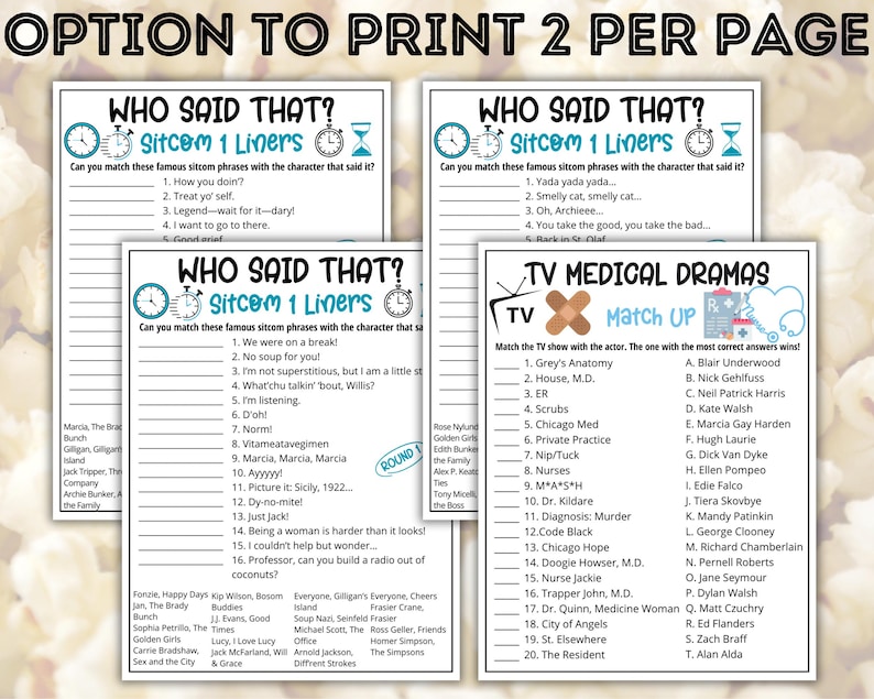 TV Trivia Game Bundle,television Sitcoms Quiz,tv Theme Songs Quotes,pop ...