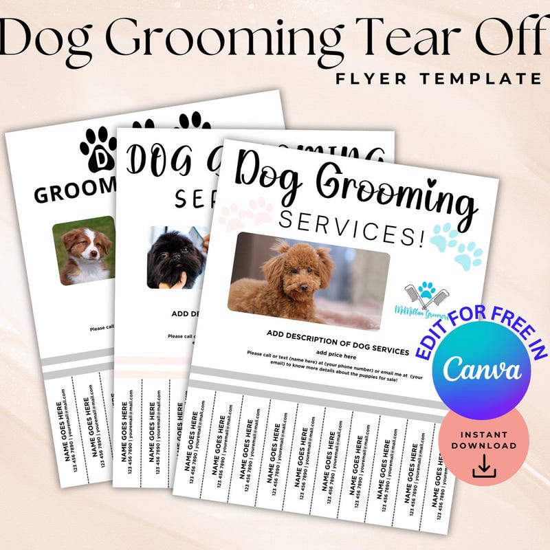 Pet Grooming Flyer Template - Etsy