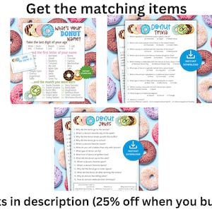 What's Your Donut Name Game WITH NAMETAGS + SIGN, Donut Party Game ...