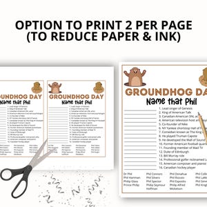 Groundhog Day Name That Phil Game, Groundhog Day Trivia Match Up ...