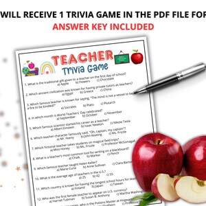 Teacher Trivia Game, Teacher Party Game, Back to School Trivia Game ...