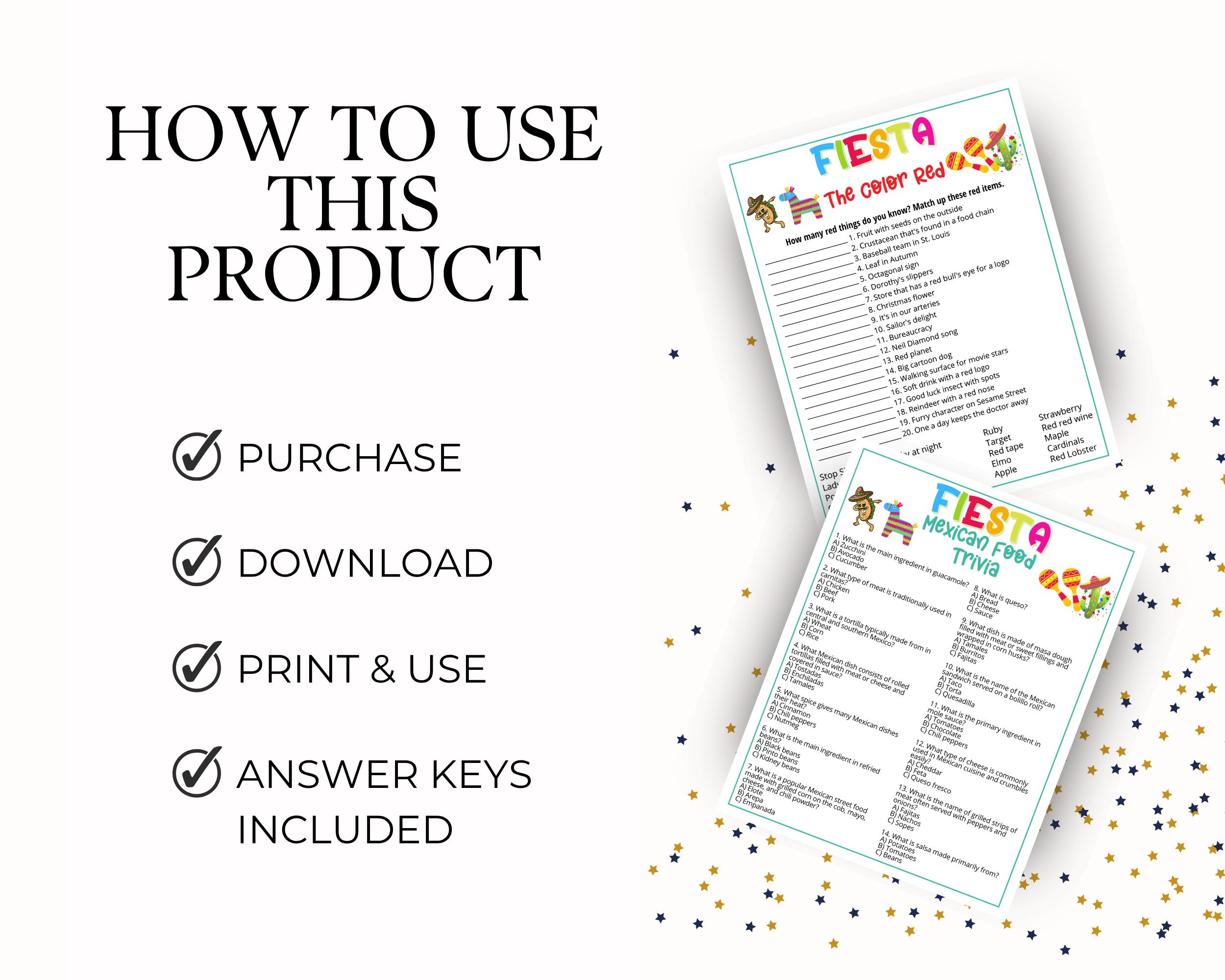 Fiesta Trivia Game Bundle,23 Mexican Taco Fiesta Games,quinceañera ...
