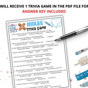 Nurse Trivia Game, Printable Nurse Appreciation Game, Medical Hospital ...