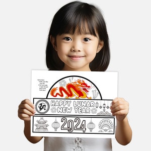 Lunar New Year Coloring Craft Hat, DIY Chinese New Year Craft Crown ...
