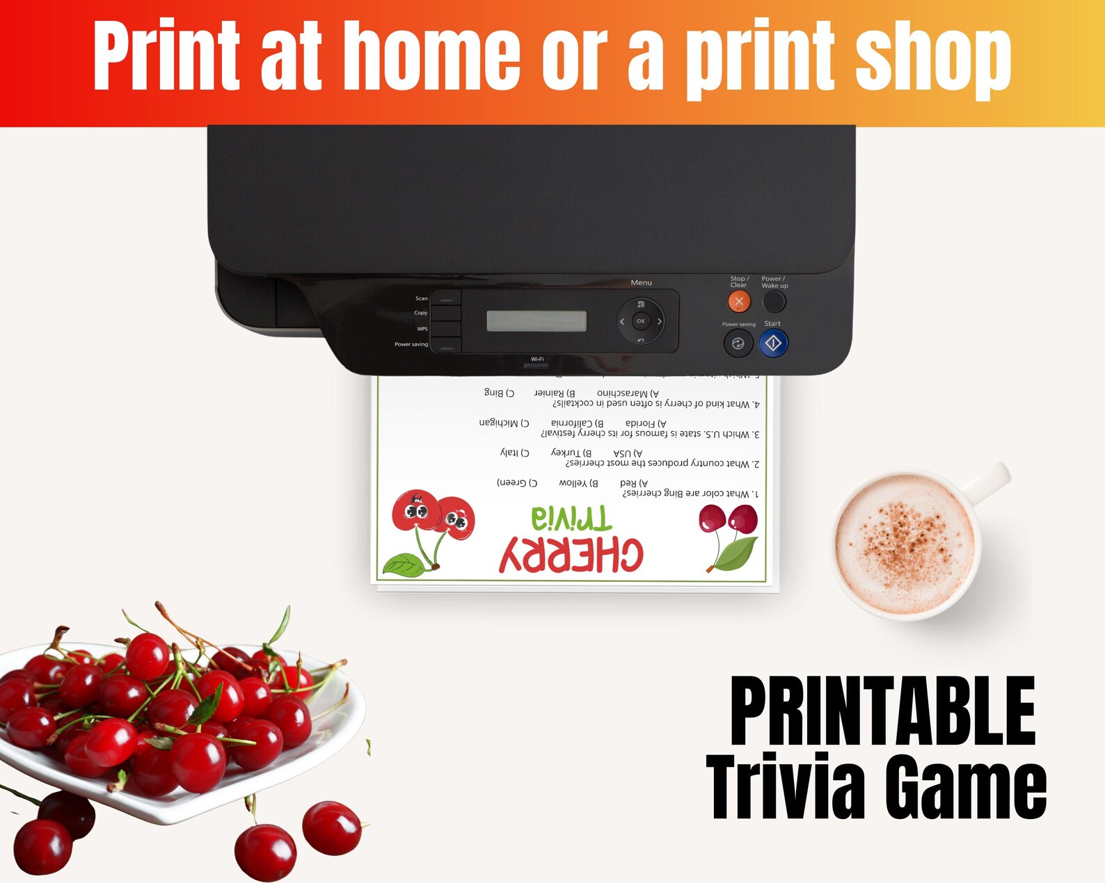 Cherry Trivia Game, Spring Trivia Game, Summer Birthday Party Game ...