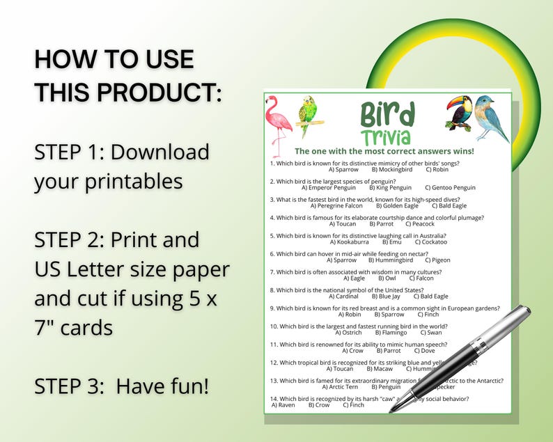 Bird Trivia Game and Word Scramble, Spring Season Quiz, Bird Watching ...
