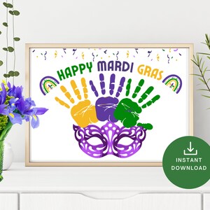 Mardi Gras Handprint Art, - 4 Pack Bundle Mardi Gras Activity ...