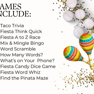 Fiesta Trivia Game Bundle, 10 Mexican Taco Fiesta Games, Quinceañera ...