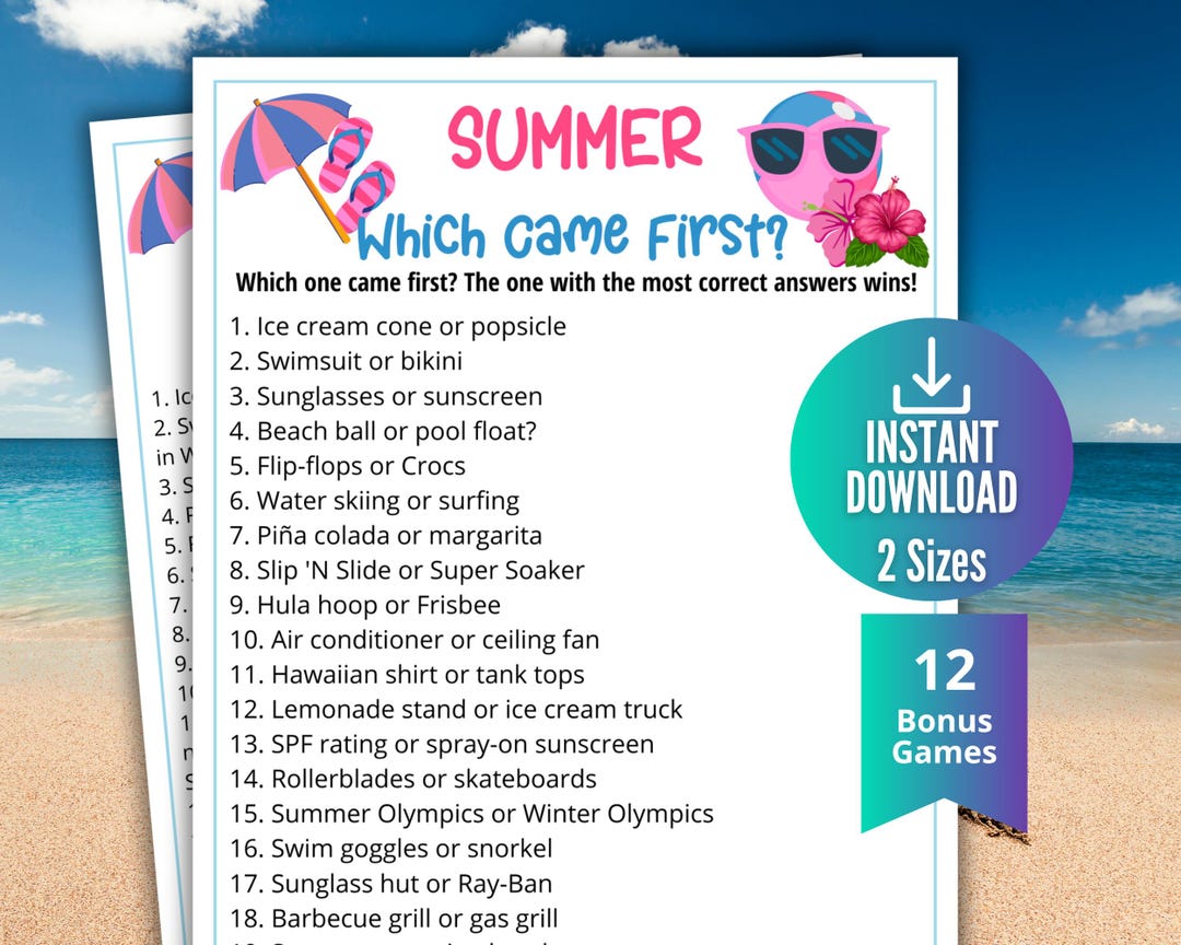 Summer Trivia Game, Summer Break Which Came First Quiz, Summertime ...