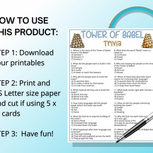 Tower of Babel Trivia Game for Kids, Sunday School Bible Games, Old ...
