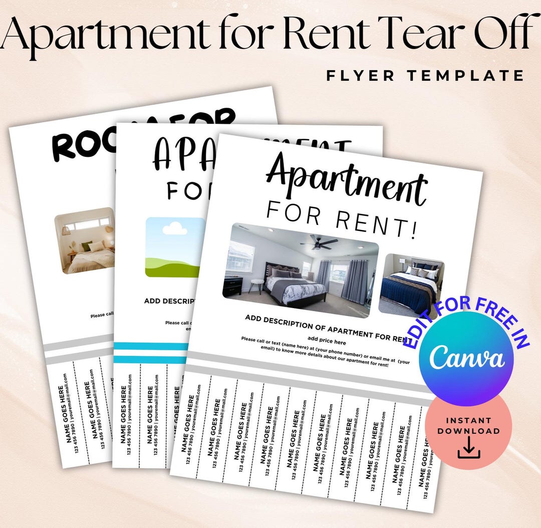 Editable Apartment for Rent Marketing Flyer, House Rental Tear off ...