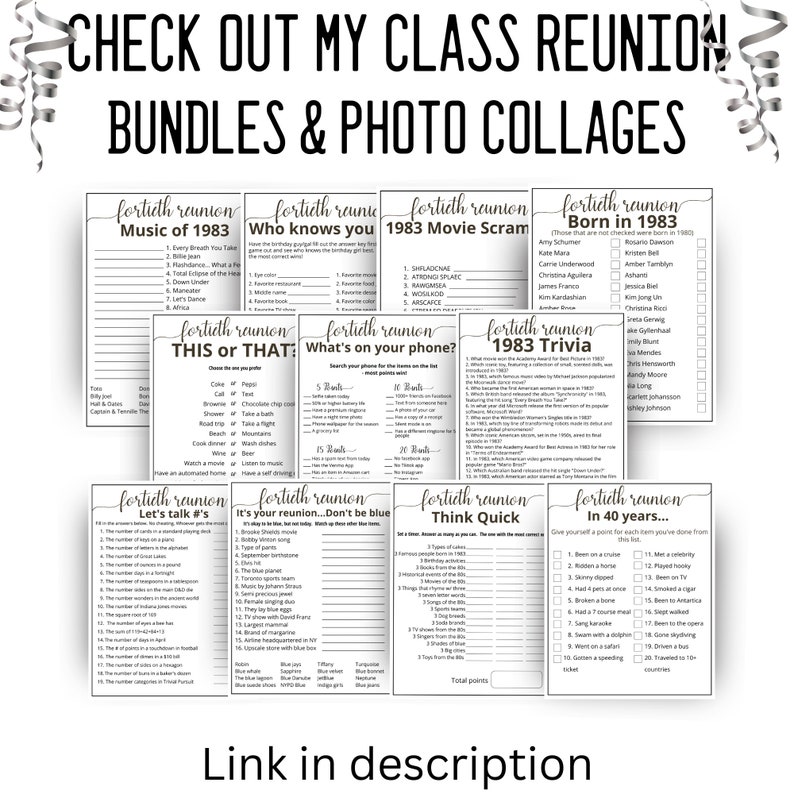 Class Reunion Bingo Game, Reunion Party Games, Alumni Class Game, Class ...