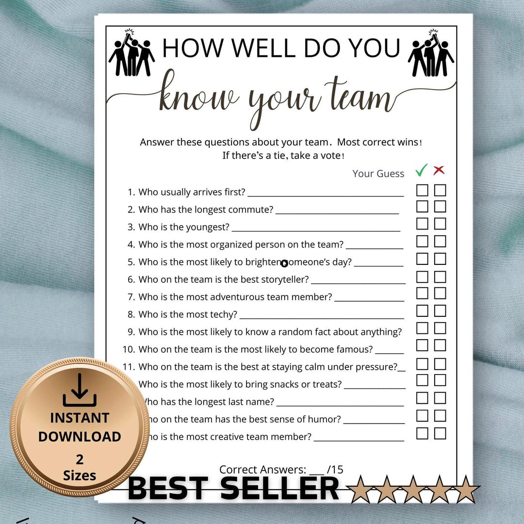 Team Building Games, How Well Do You Know Your Team, Coworker Activity ...
