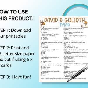David and Goliath Trivia Game for Kids, Sunday School Bible Games,old ...
