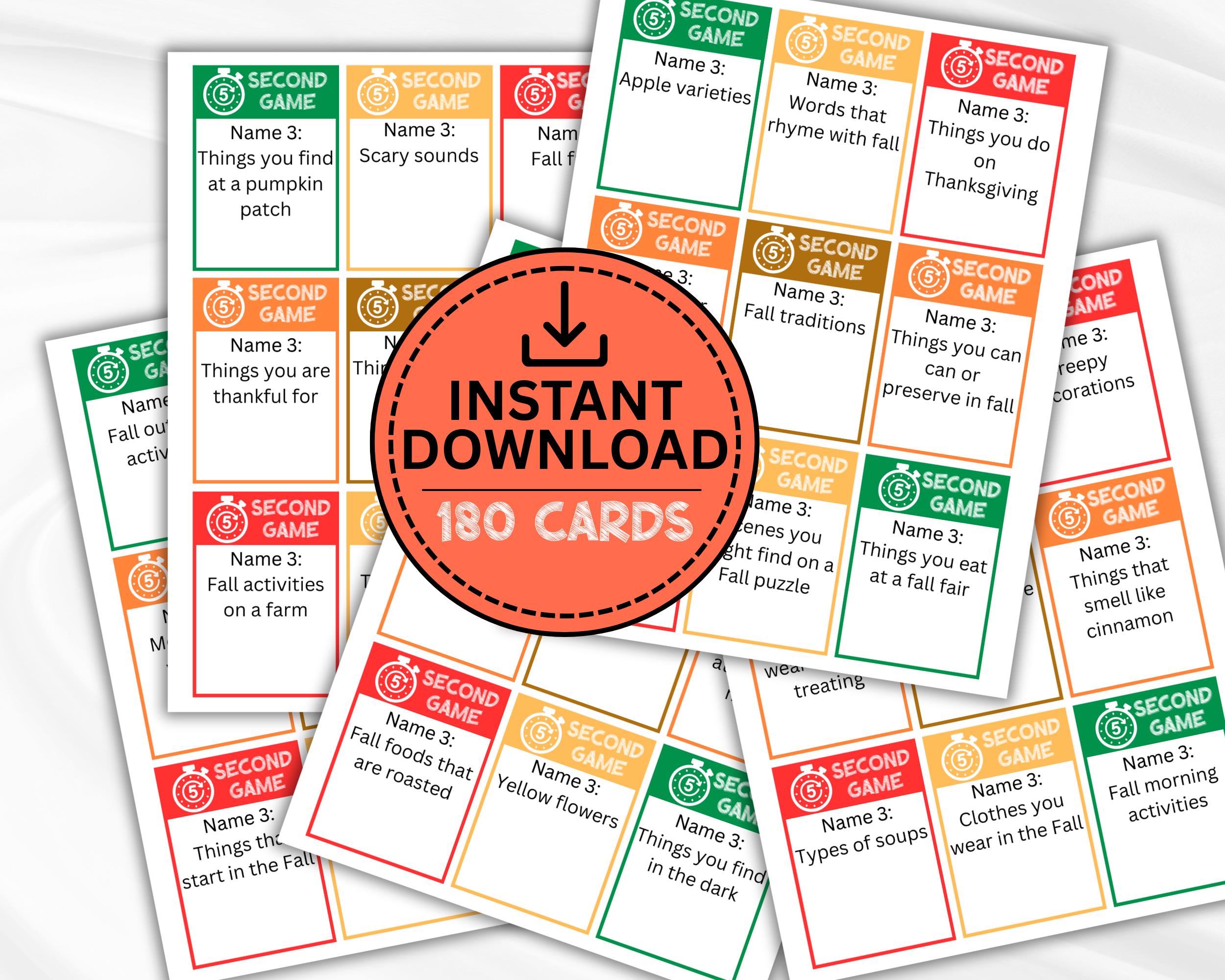 Fall 5 Second Game,autumn Activity for Kids and Adults,fall Party ...