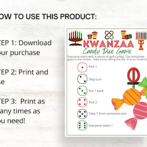 Kwanzaa Candy Dice Game, Kwanzaa Party Game, Kid's Printable Game ...