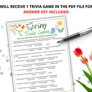 Spring Trivia,printable Multiple Choice Spring Game for Kids & Adults ...