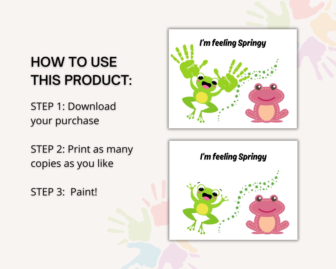 Spring Handprint Craft, I'm Feeling Springy Frog Handprint Art, Toddler ...