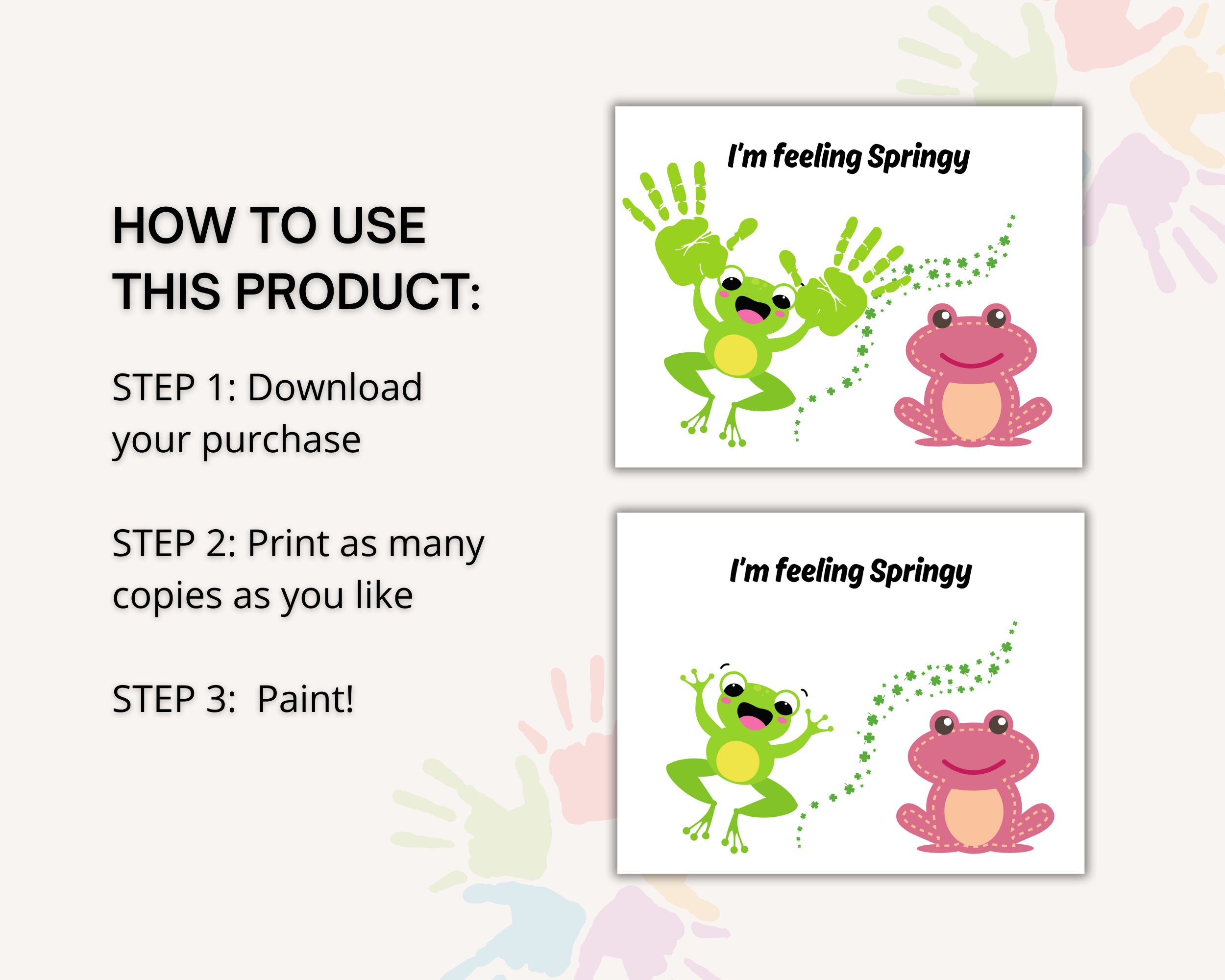 Spring Handprint Craft, I'm Feeling Springy Frog Handprint Art, Toddler ...