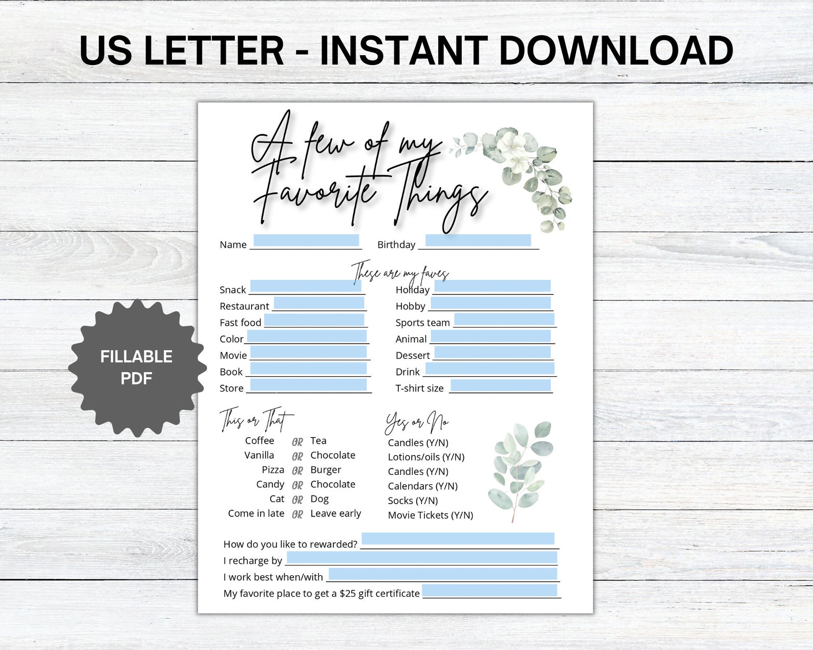 Coworker Questions Printable, All About Me Employee Questionnaire ...