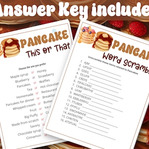 Pancake Party Games Bundle, Pancakes and Pajamas, Pancake Day Games ...